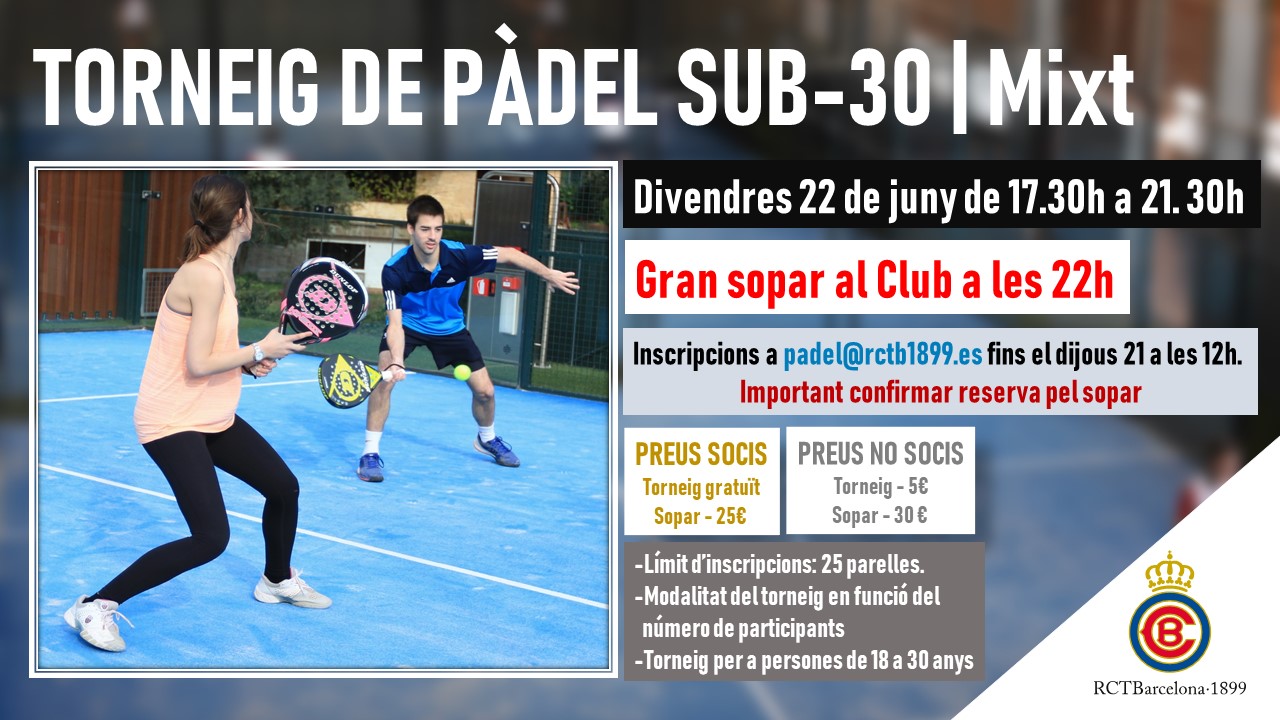 Nuevo torneo de pádel sub-30 mixto | Reial Club de Tennis Barcelona